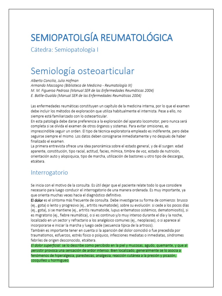 Semiopatolgía Reumatológica | PDF | Hombro | Rodilla