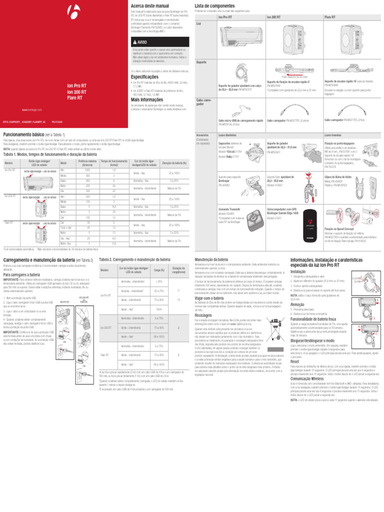 BT18 MANUAL Lights IonProRT 200RT FlareRT PT-PT | PDF | Diodo emissor de luz
