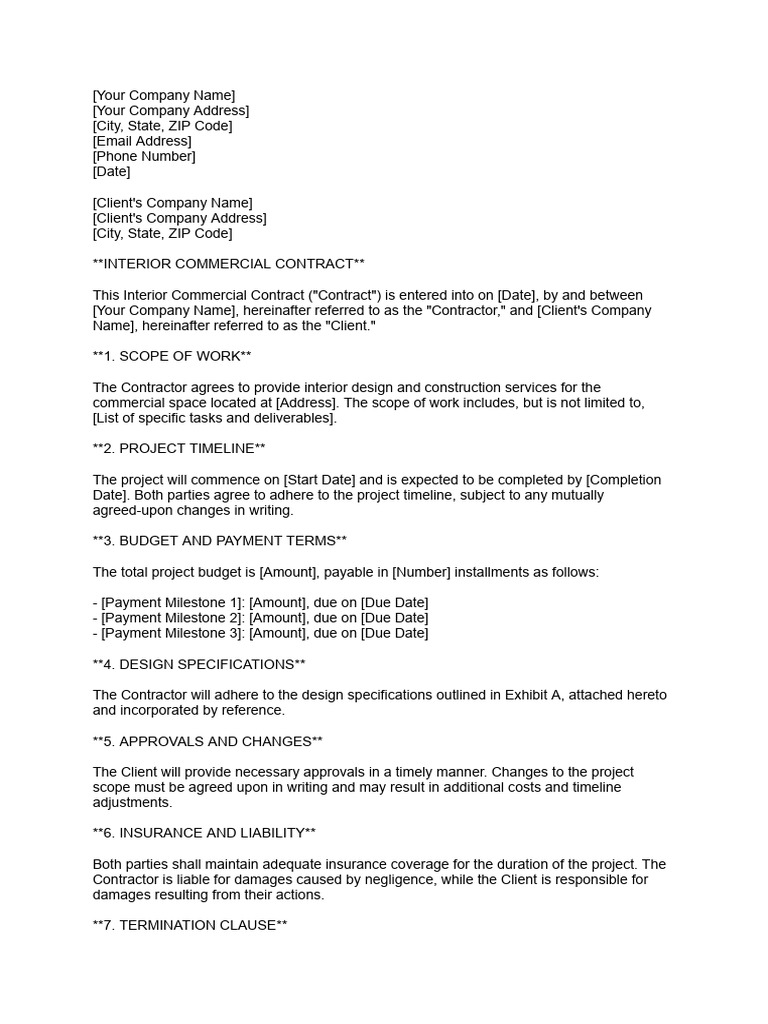 Interior Commercial Contract Agreement | PDF | Private Law | Common Law