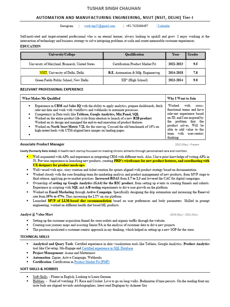 Automation and Manufacturing Engineering, Nsut (Nsit, Delhi) Tier-I | PDF | Analytics | Customer ...