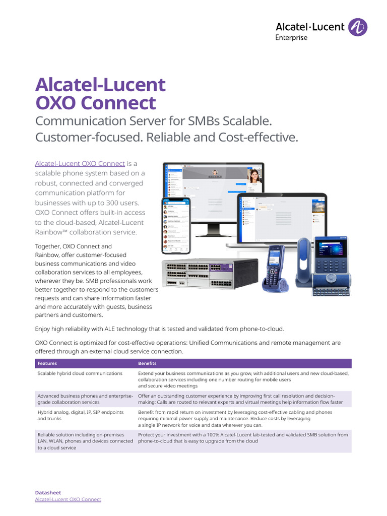 Oxo Connect SMB Datasheet en | PDF | Session Initiation Protocol | Voice Over Ip