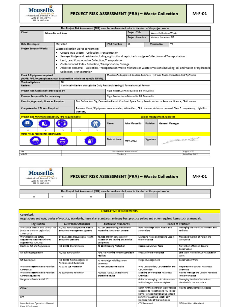 Waste Collection Risk Assessment Guide | PDF | Occupational Safety And ...