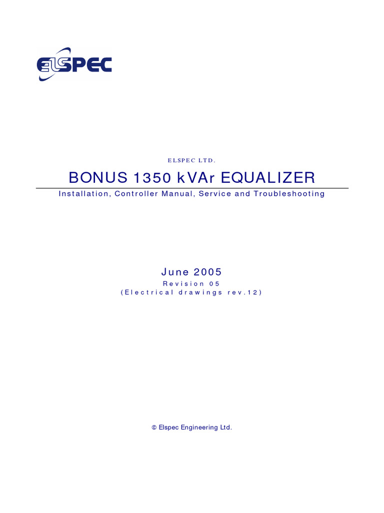 Elspec BONUS 1350KVAr - User Manual | PDF | Capacitor | Power Supply
