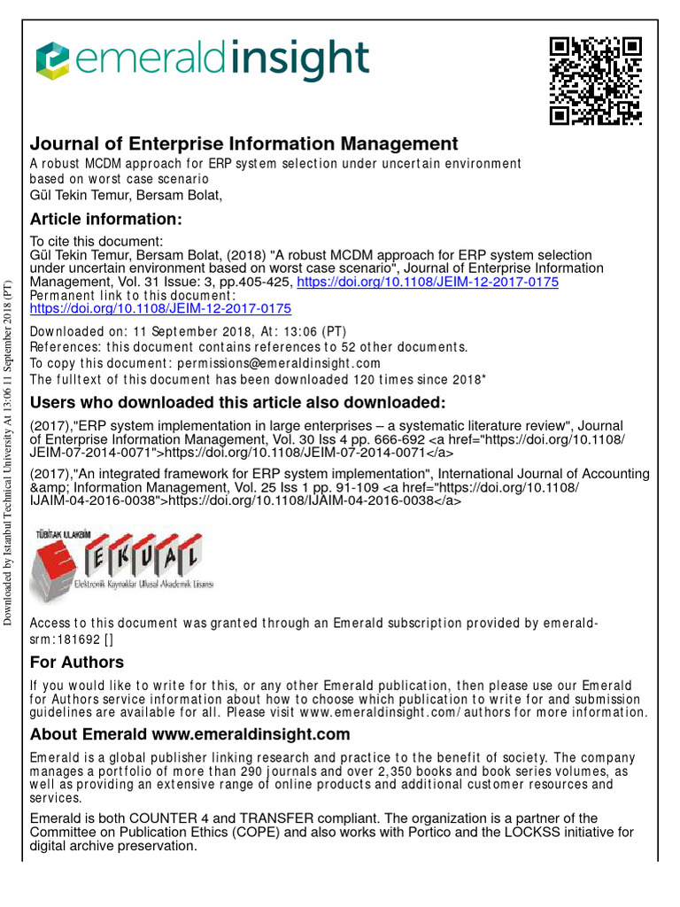 A Robust MCDM Approach For | PDF | Enterprise Resource Planning | Analytics