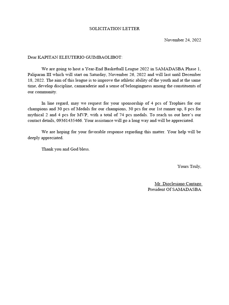 Solicitation Letter | PDF