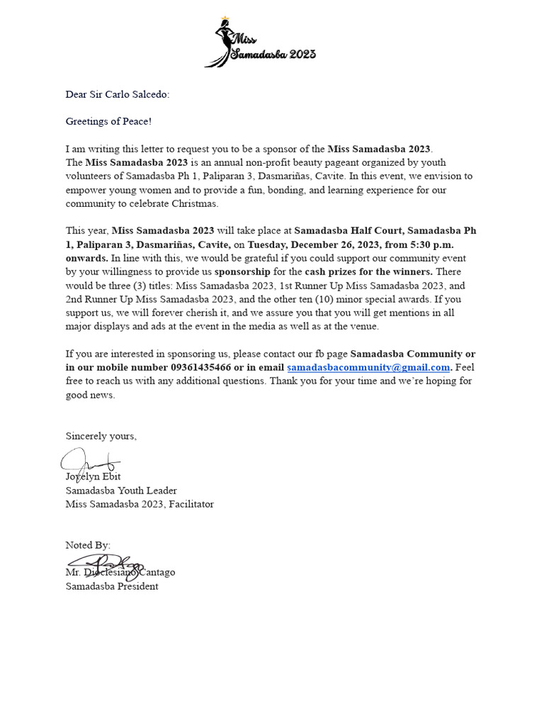 LETTER OF SPONSORSHIP | PDF