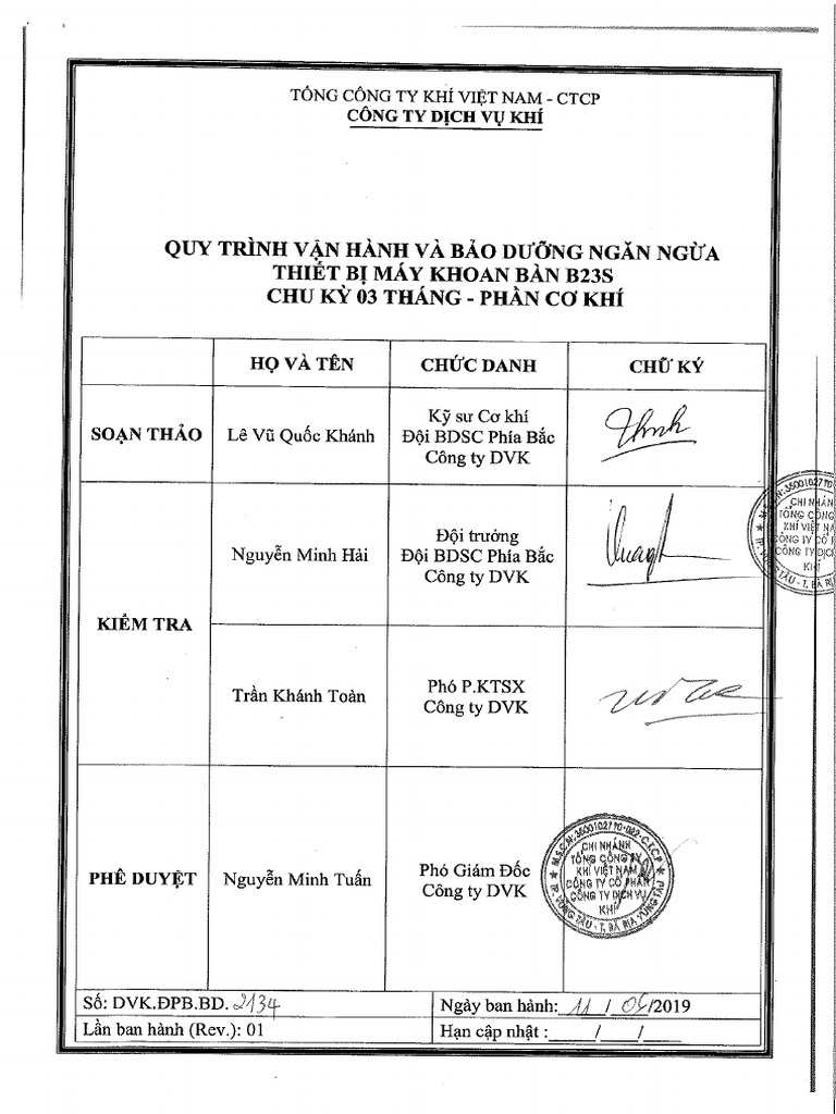 2134 DVK - DPB.BD REV 01 QT Van Hanh Va BDNN TB May Khoan Ban B23S Chu ...