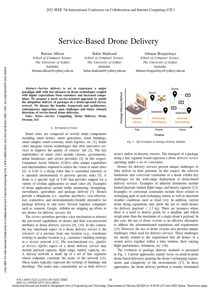 Service-Based Drone Delivery | PDF | Unmanned Aerial Vehicle | Computing