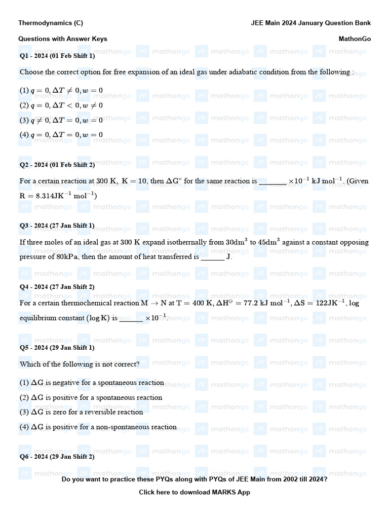 Chemistry Pyq 2024 | PDF | Mole (Unit) | Phases Of Matter