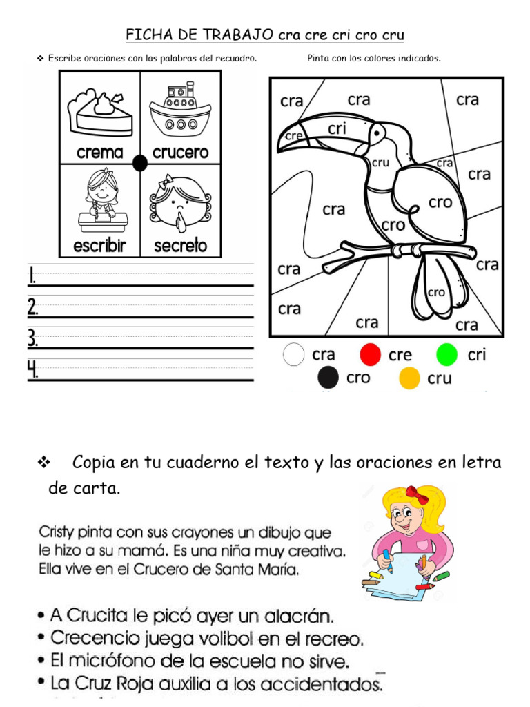 FICHA de TRABAJO Cra Cre Cri Cro Cru | PDF | Hogar, jardinería y bricolaje