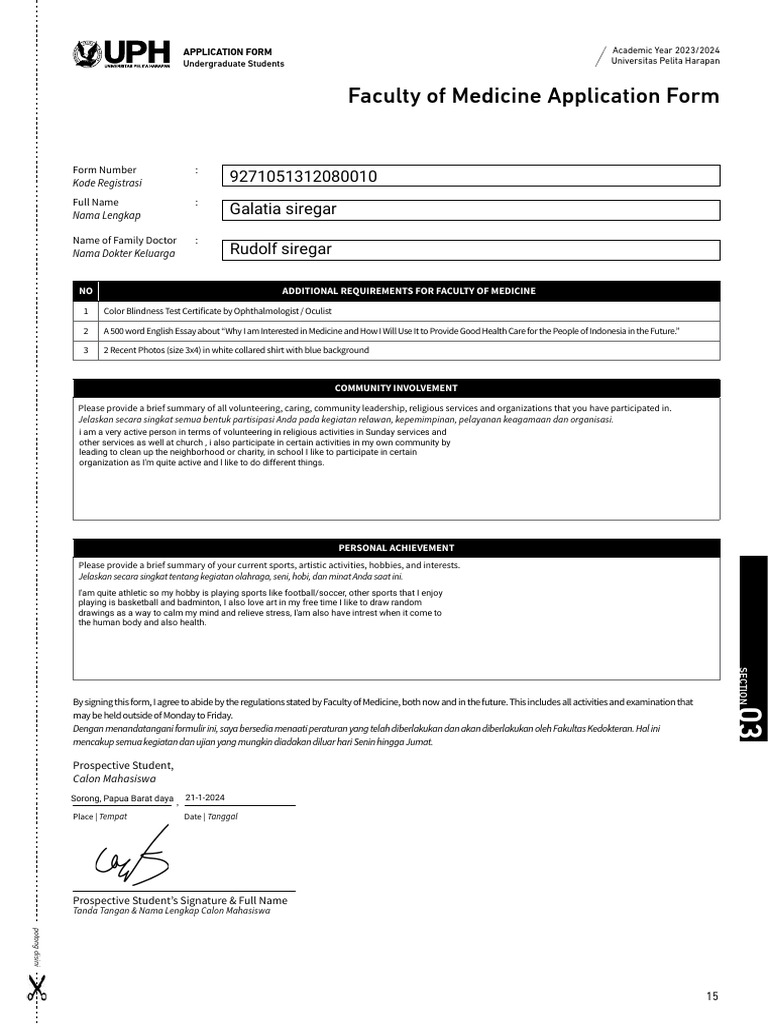 Faculty of Medicine Application Form 2023 | PDF | Clinical Medicine ...