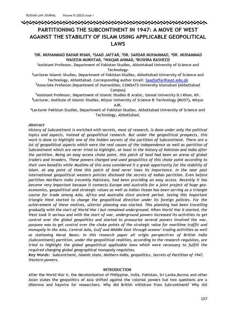 15-Russian Law-Vol 11 Issue 1 2023 | PDF | British Empire | Partition ... 15-Russian Law-Vol 11 Issue 1 2023 | PDF | British Empire | Partition ...