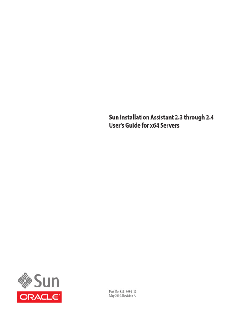Sun Installation Assistant 2.3 Through 2.4 User's Guide For x64 Servers | PDF | Operating System ...