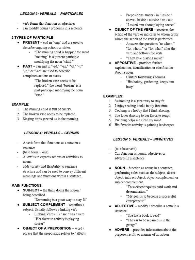 Understanding Verbals and Their Uses | PDF | Verb | Adverb