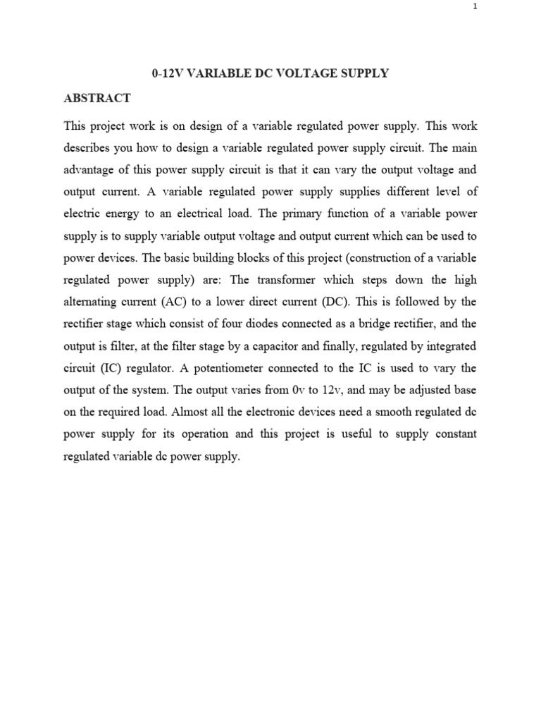 0-12v Variable DC Voltage Supply | PDF | Rectifier | Power Supply