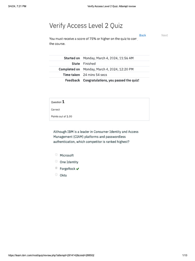 Verify Access Level 2 Quiz | PDF