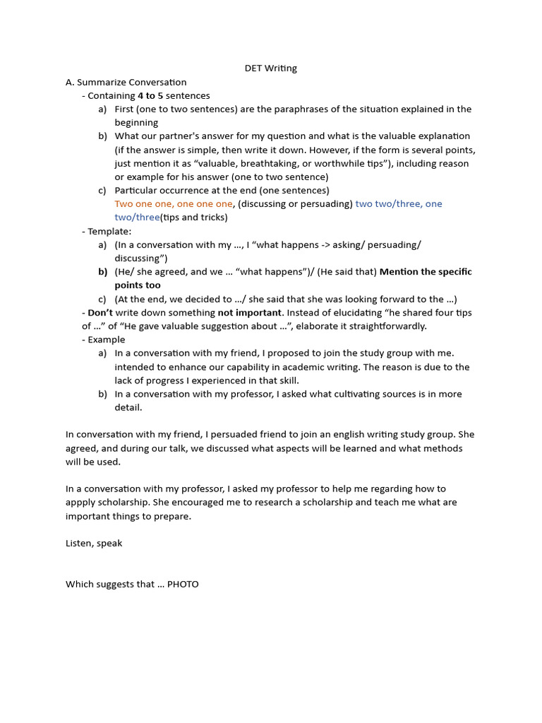 Duolingo Writing Sample Template | PDF