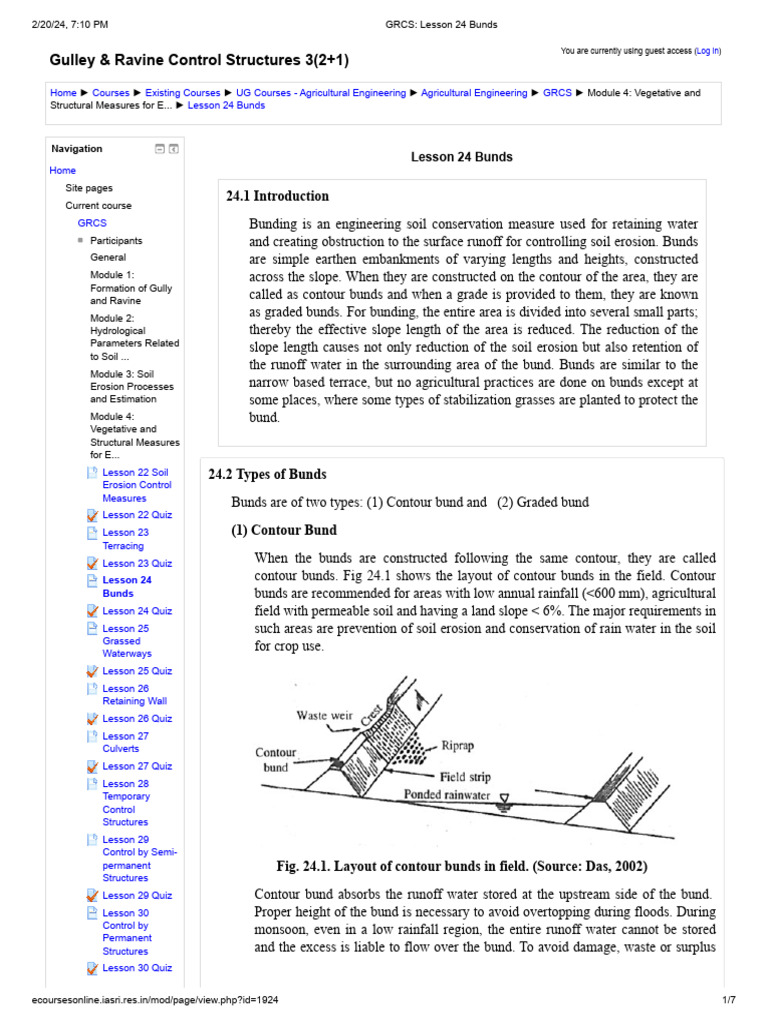 GRCS - Lesson 24 Bunds | Download Free PDF | Surface Runoff | Contour Line