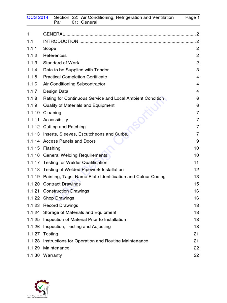 QCS 2014 - Section 22-Air Conditioning, Refrigeration and Ventilation | PDF | Welding | Construction