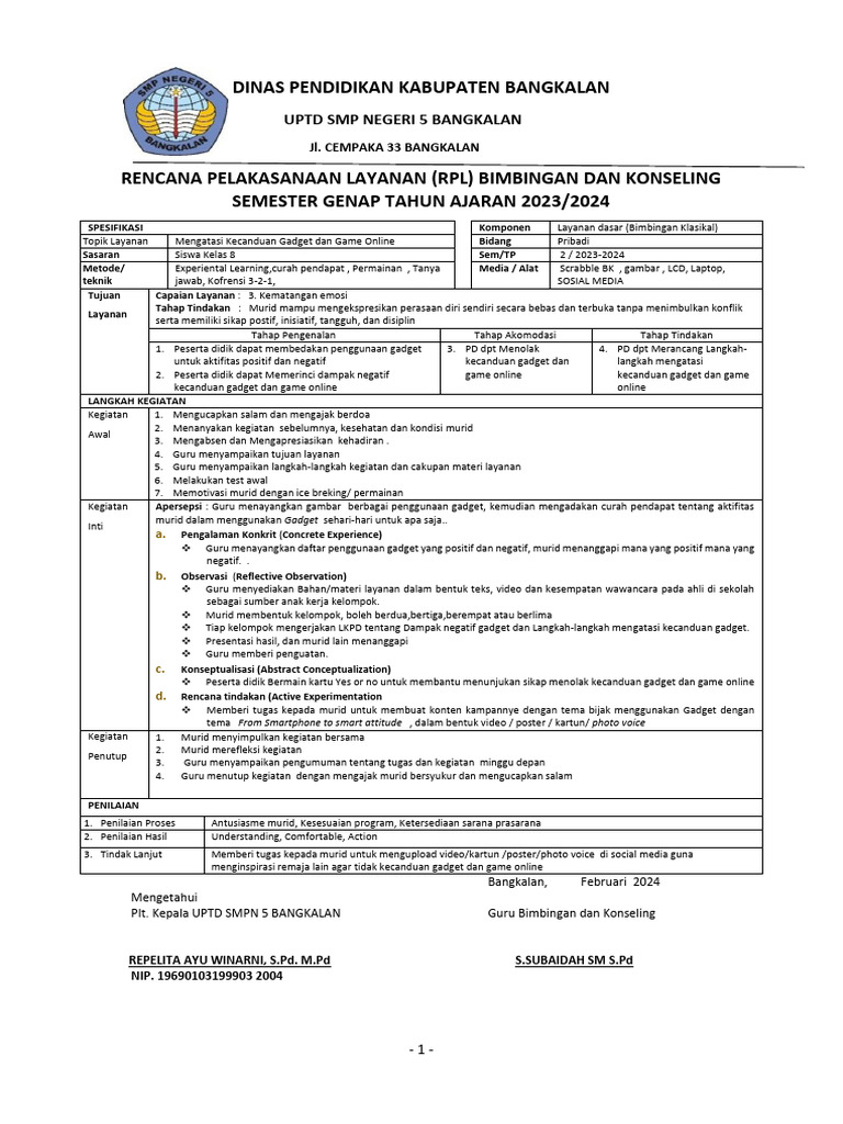 RPL 15 - Mengatasi Kecanduan Gadget Dan Game Online 2 | PDF