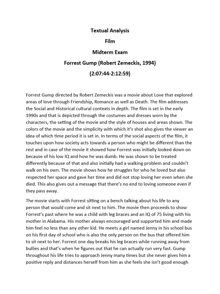 Textual Analysis - Forrest Gump | PDF | Love