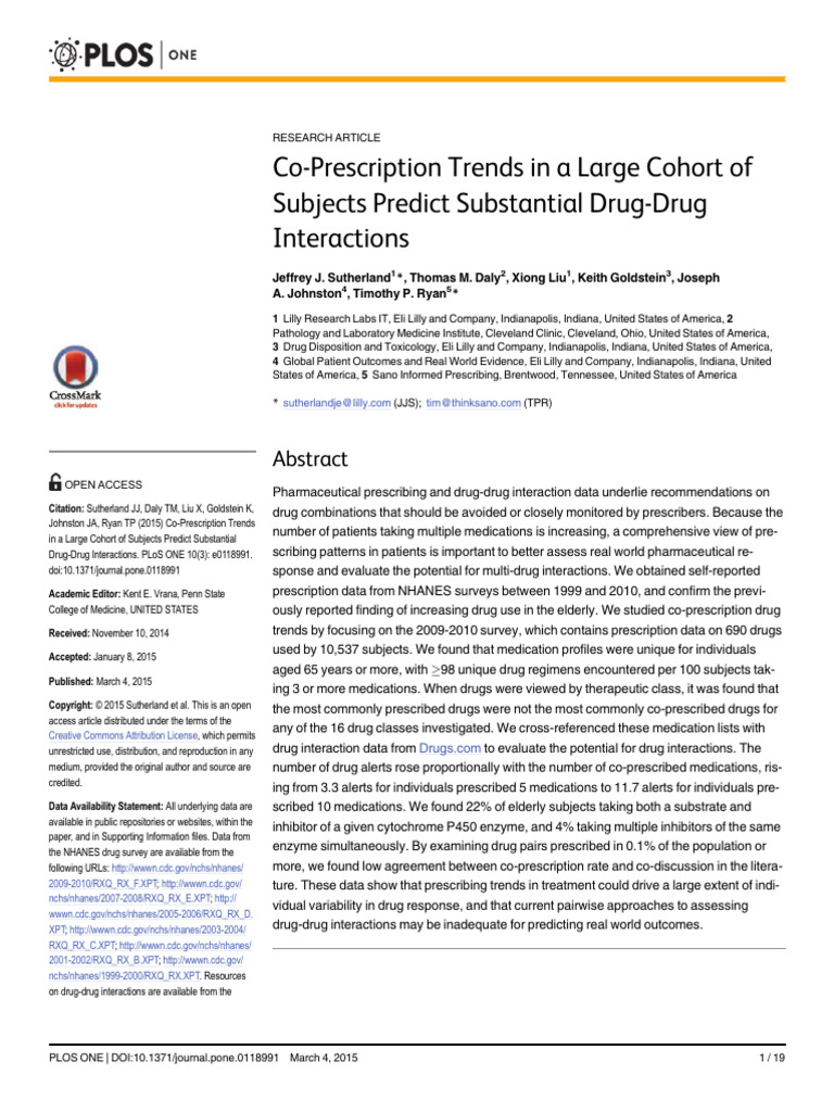Co-Prescription Trends in A Large Cohort of Subjects Predict ...