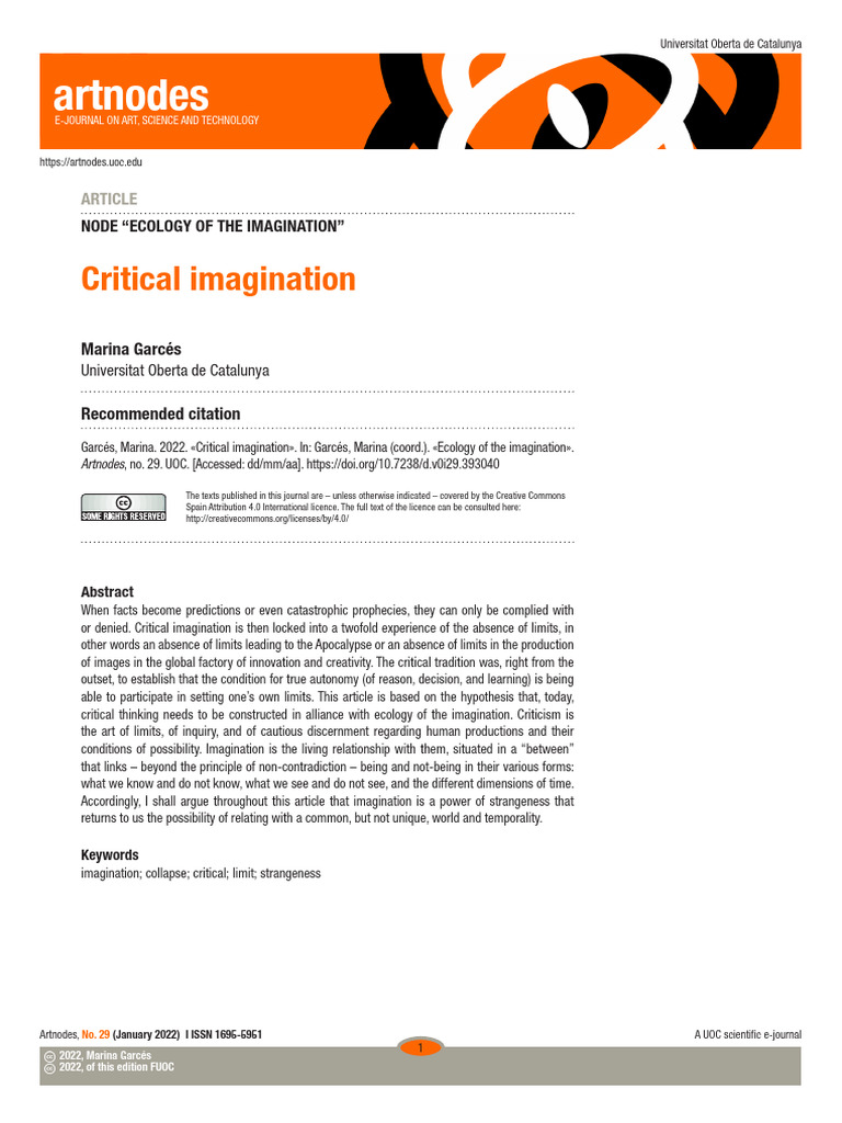 The Power of Critical Imagination | PDF | Imagination | Reason