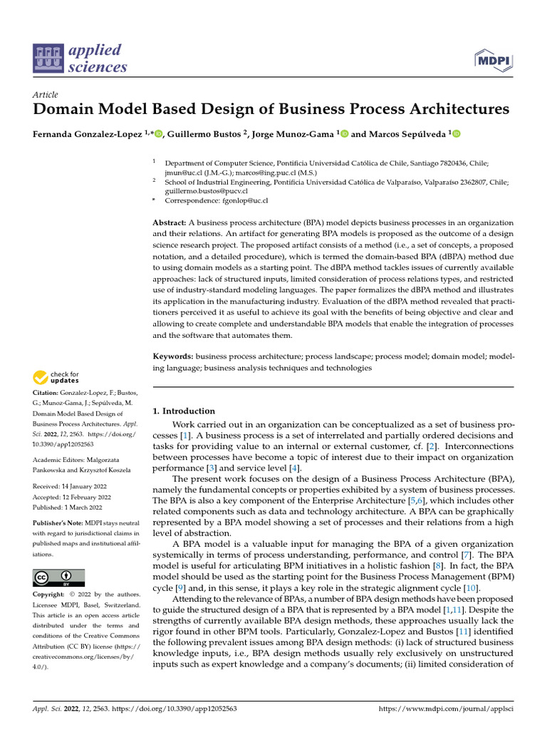 Domain Model Based Design of Business Process Architectures | PDF | Conceptual Model | Business ...