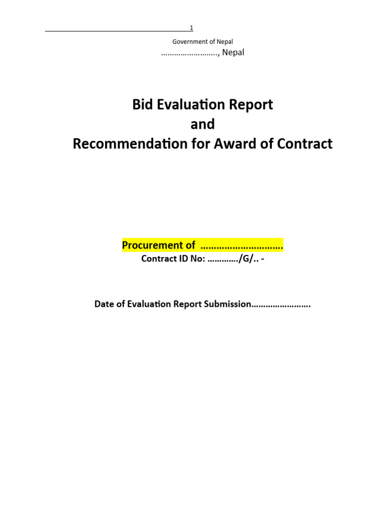 Bid Evaluation Report for Contract Award | PDF | Prices | Value Added Tax