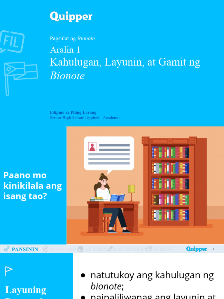 PPT_FPL-11_12-Q1-0501_Kahulugan-Layunin-Gamit-ng-Bionote | PDF