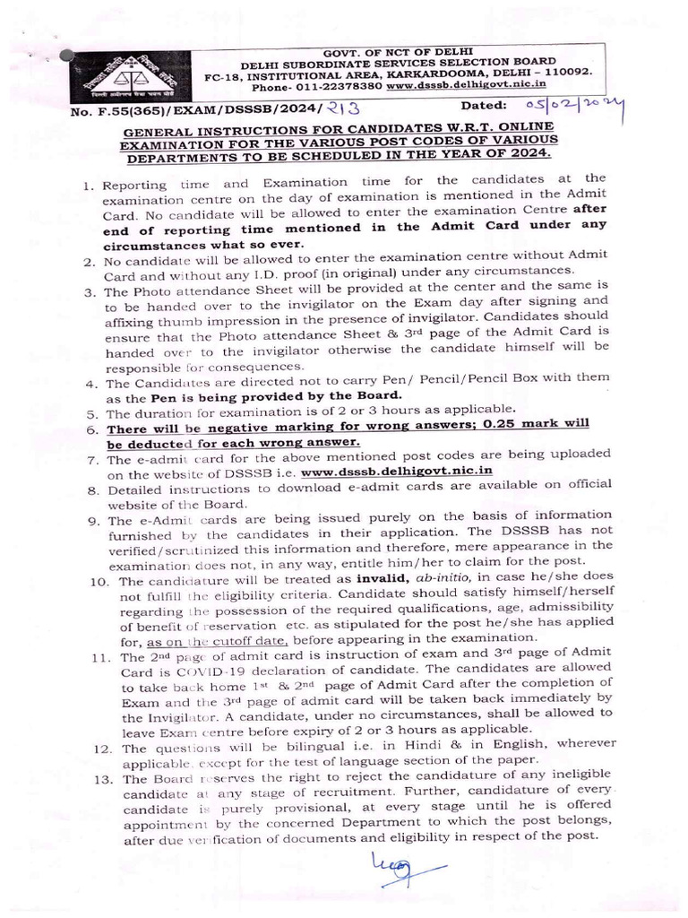 General Instructions 2024 | PDF