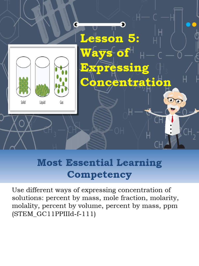 Lesson 5 Ways Of Expressing Concentration Pdf Molar Concentration