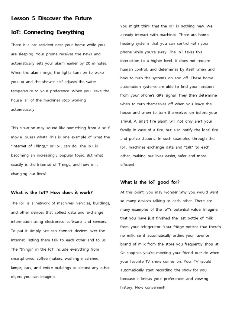 Lesson 5 Discover The Future | PDF | Internet Of Things | Computing