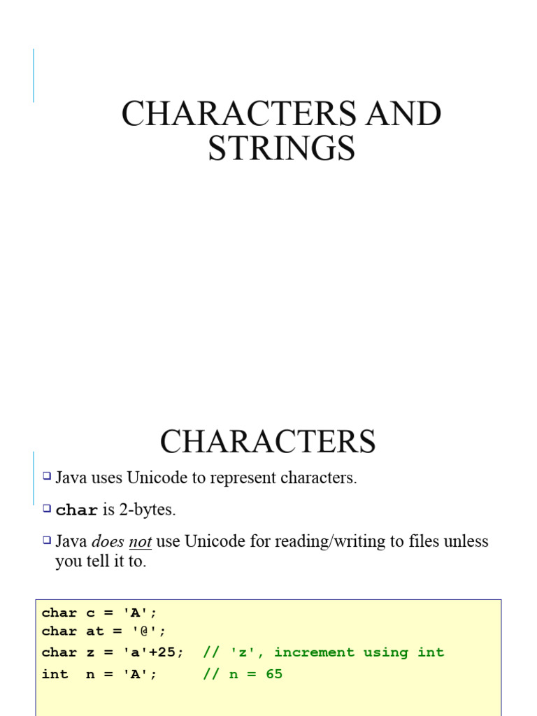 Characters and Strings | PDF | Computer Data | Software Development
