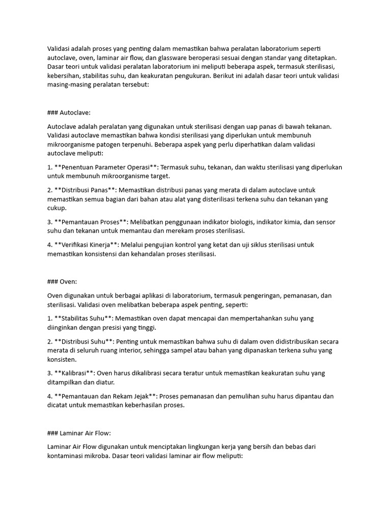 Validasi Adalah Proses Yang Penting Dalam Memastikan Bahwa Peralatan ...