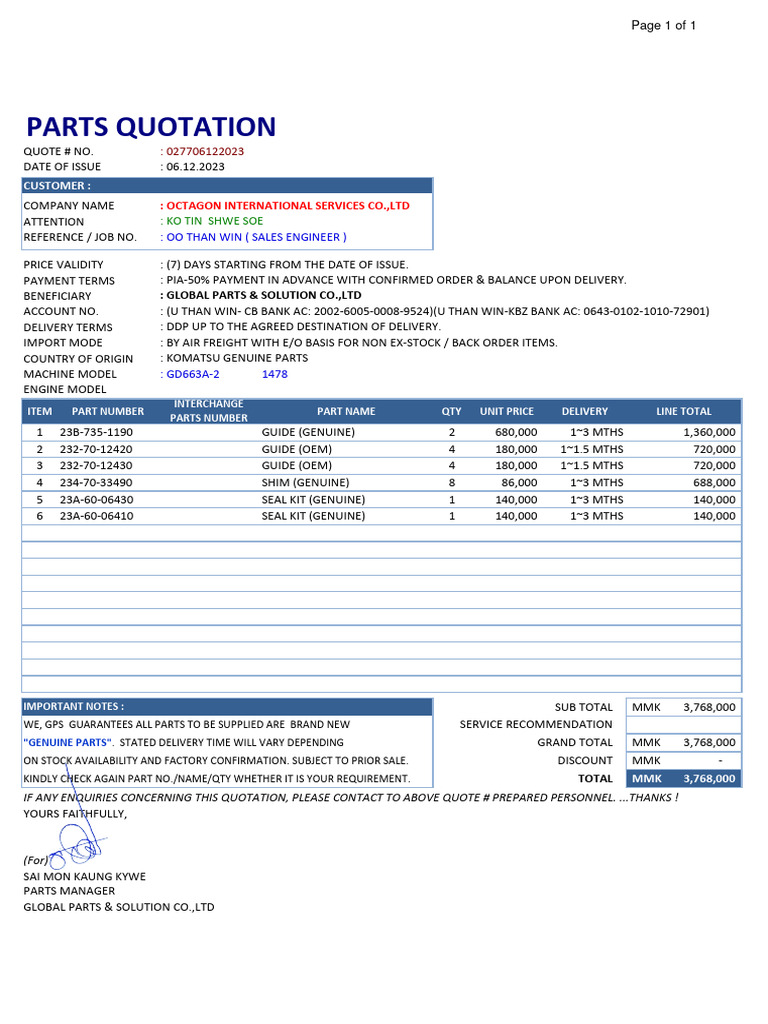 Q277 027706122023 Octagon International Services Co.,ltd | PDF | Business | Economies