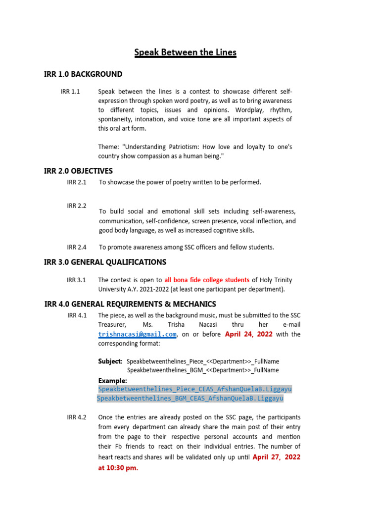 Speak Between The Lines Contest | PDF | Human Communication | Cognitive ...