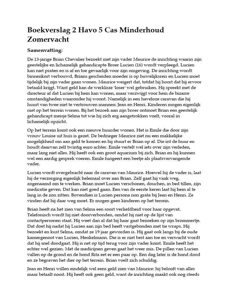 Boekverslag Zomervacht | PDF