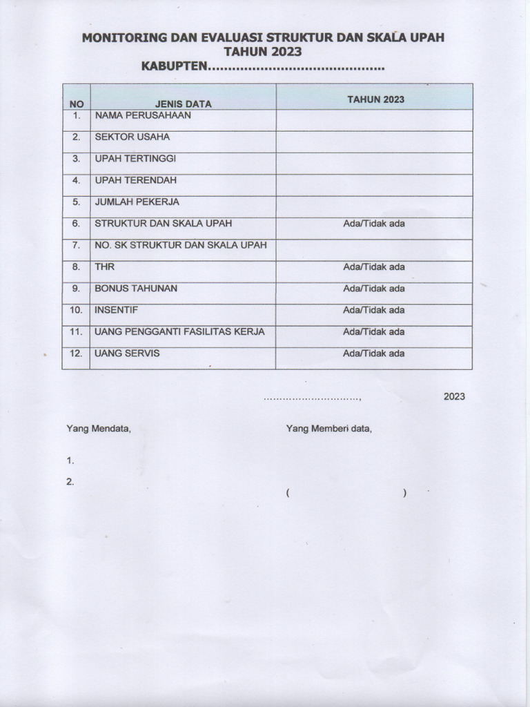 Data Isian 001 | PDF