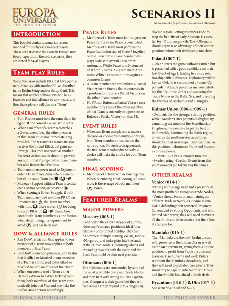 EUPoP Scenarios - II 1.2 Spreads | PDF | Ottoman Empire | Sweden