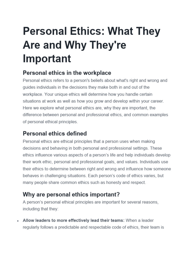 Assignment Two Personal Ethics | Download Free PDF | Professional ...