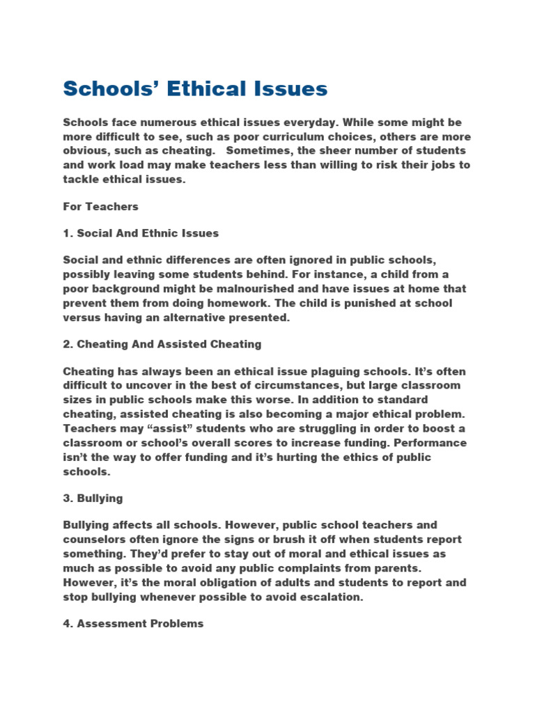 Assignment Three School Ethics | PDF | Teachers | Bullying