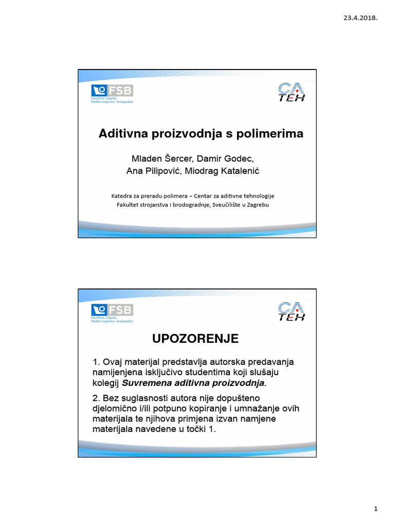 Aditivna Proizvodnja s Polimerima | PDF