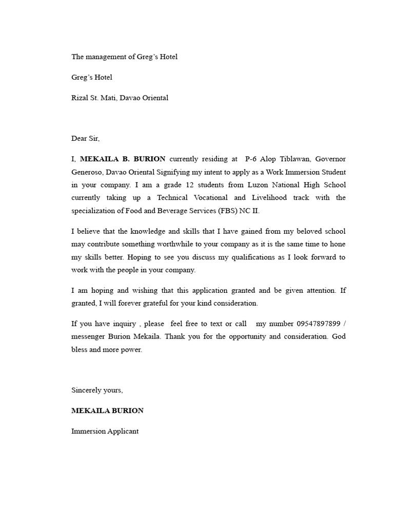 sample of Application Letter | PDF