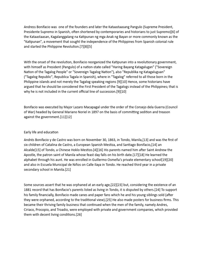 He Was One of The Founders and Later The Kataastaasang Pangulo | PDF ...