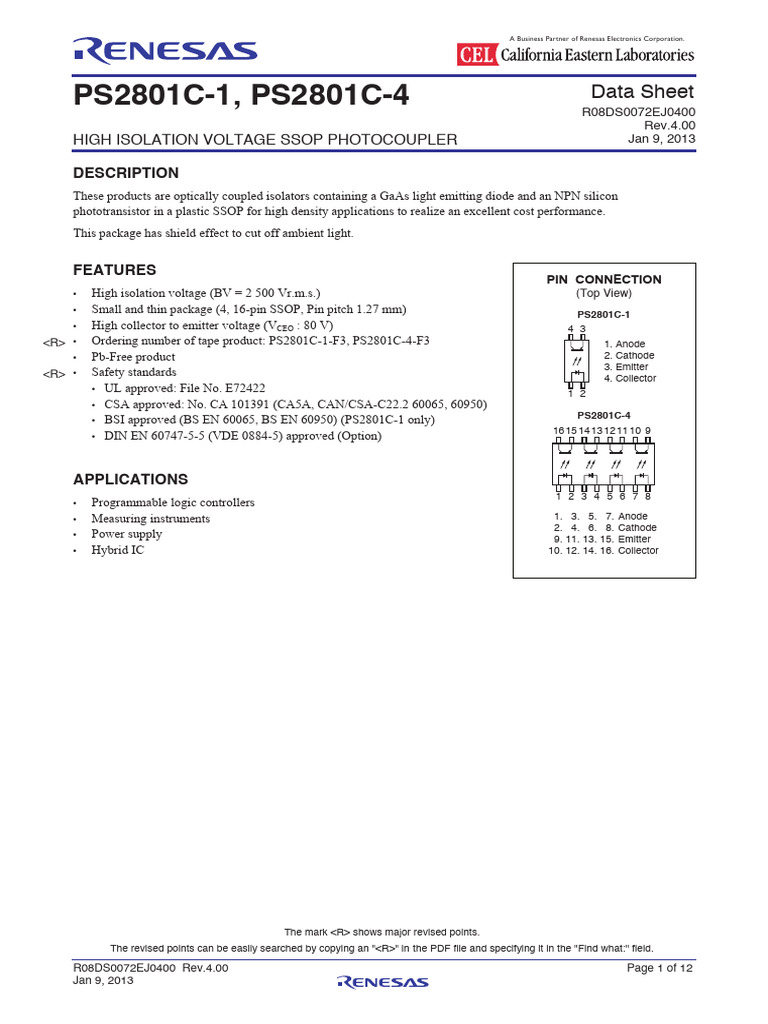 PS2801C 1, PS2801C 4 | PDF | Soldering | Electrical Engineering