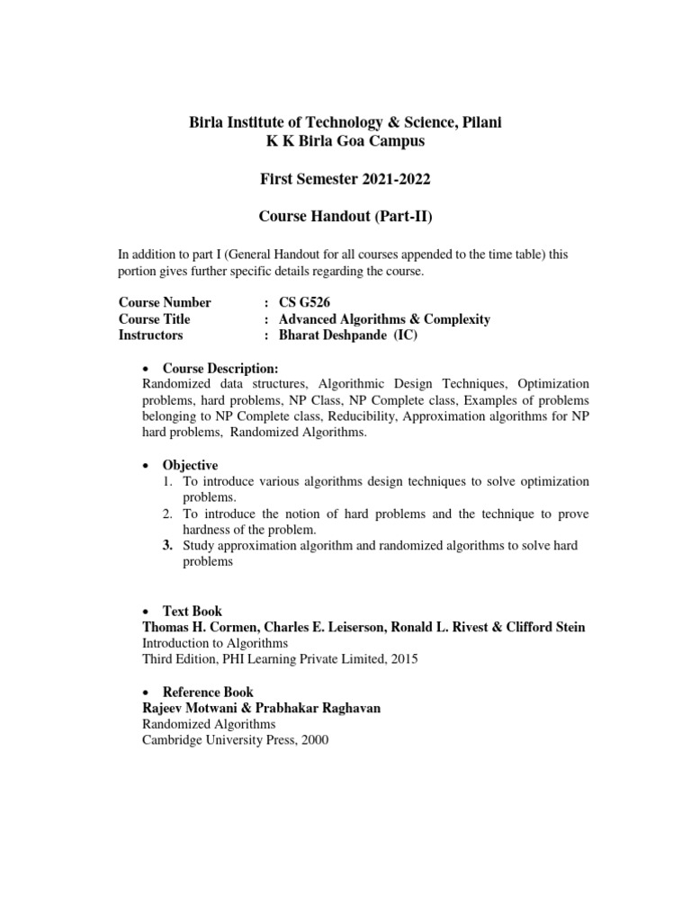 CS G526-handout | PDF | Mathematical Analysis | Computing