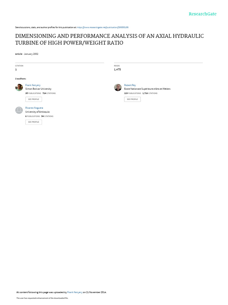 Dimensioning and Performance Analysis of An Axial | PDF | Turbine ...