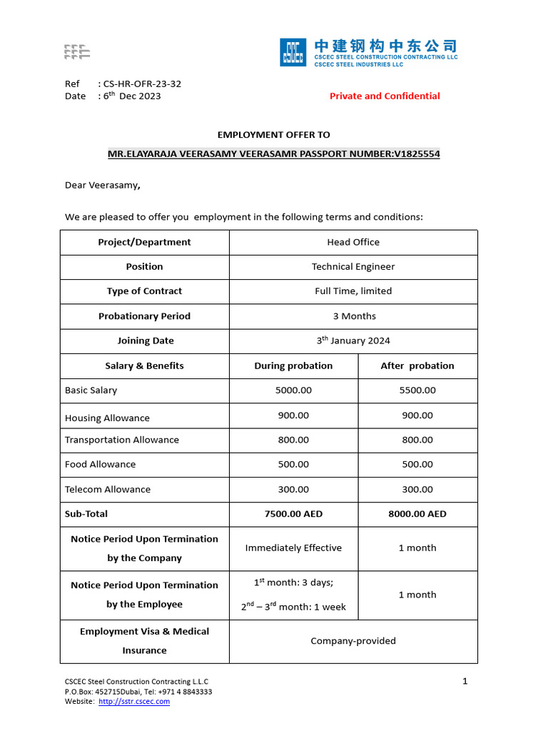 CS-HR-offer letter.23.32 | PDF | Sick Leave | Employment