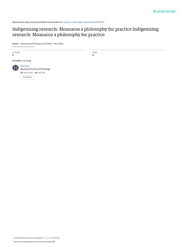 Indigenising Research: Moanaroa Philosophy | PDF | Fiji | Samoa